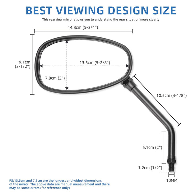 Dreamizer M10 Rectangle Motorcycle Side Mirrors